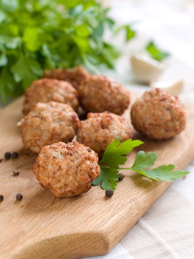 Meat ball stock image. Image of portion, ball, leaf, beef - 37716619