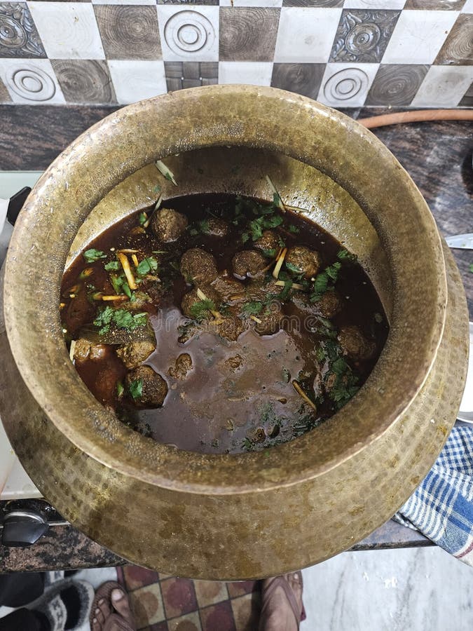 Meat Balls Gravy in Traditional Pot Called Mutton Kofta Stock Image ...