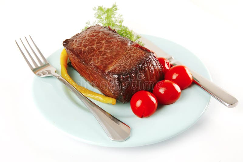 Meat block on blue dish stock image. Image of pork, blue - 14527443