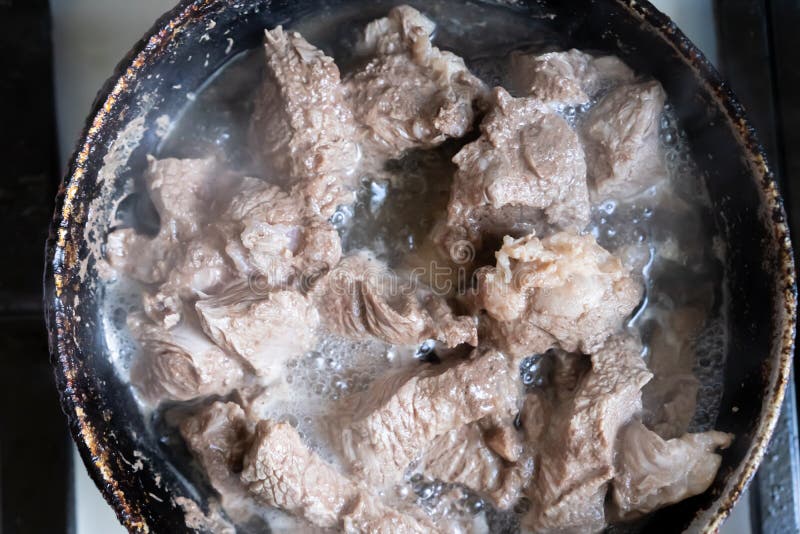 The Meat is Boiled in Water Stock Image - Image of culture, closeup ...