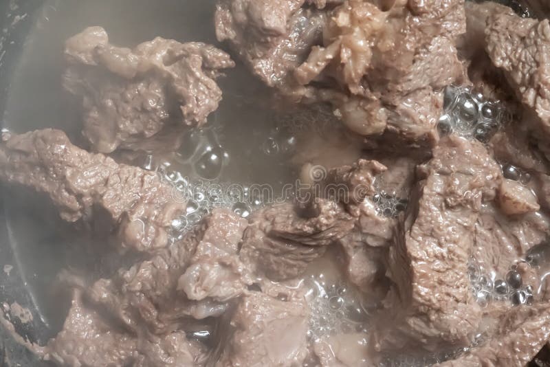 The Meat is Boiled in Water Stock Photo - Image of stew, saucepan ...