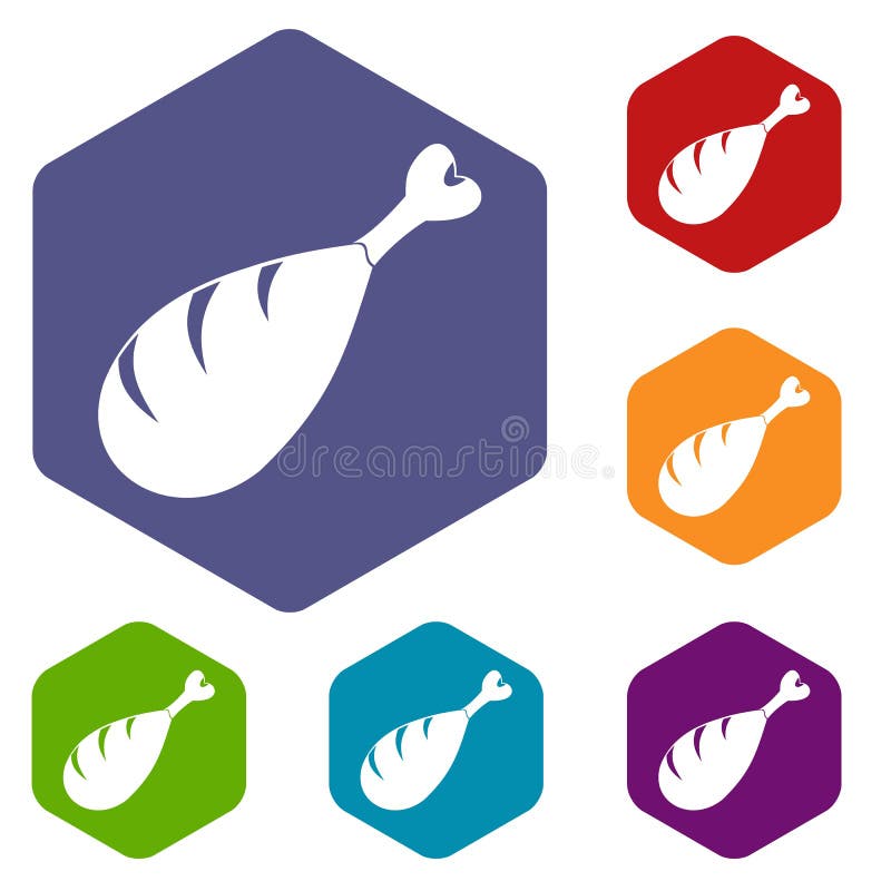 Meat on the Bone Icons Set Hexagon Stock Vector - Illustration of ...