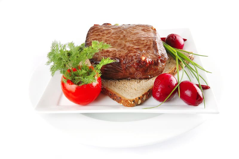 Meat and bread with spices stock photo. Image of close - 14526794