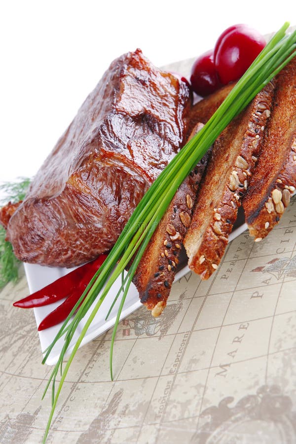 Meat with bread stock photo. Image of gourmet, food, collection - 14481758