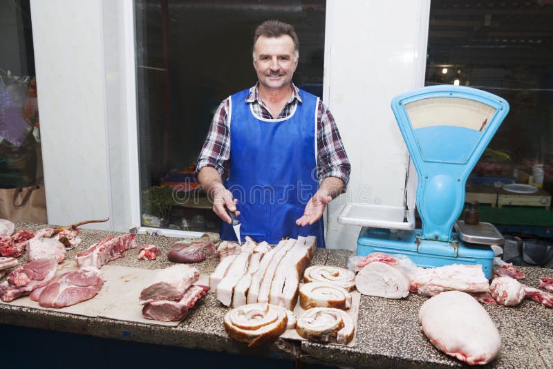 Meat and butcher stock image. Image of profession, fresh - 63588629