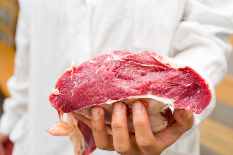 Working in Butchers Shop with Barbeque Meat Stock Image - Image of food ...