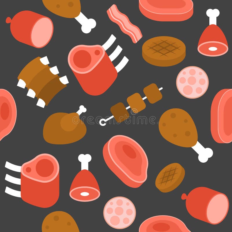Meat Butchery Theme Seamless Pattern for Wrapping Paper Gift, Ba Stock ...
