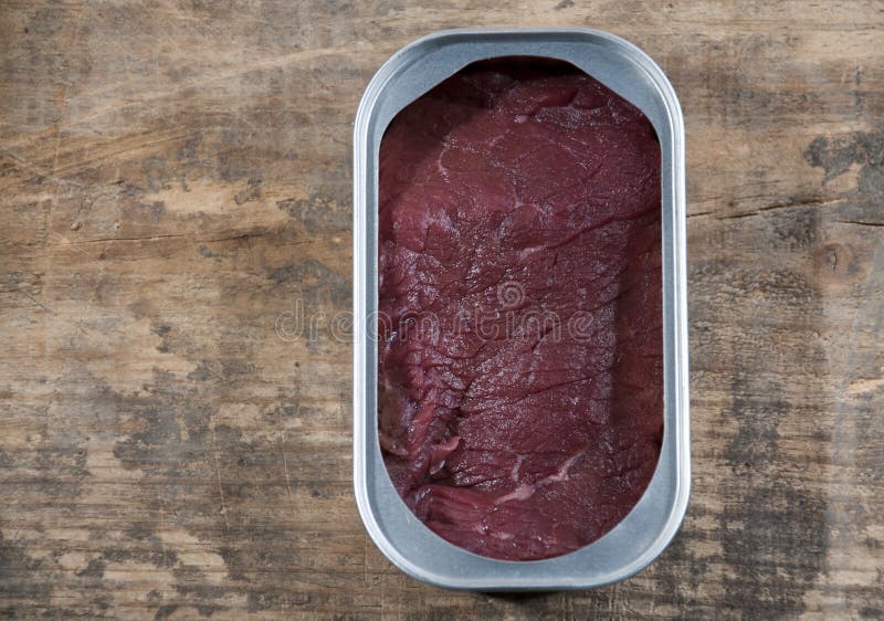 Meat in a can stock photo. Image of steak, meat, wood - 21704106