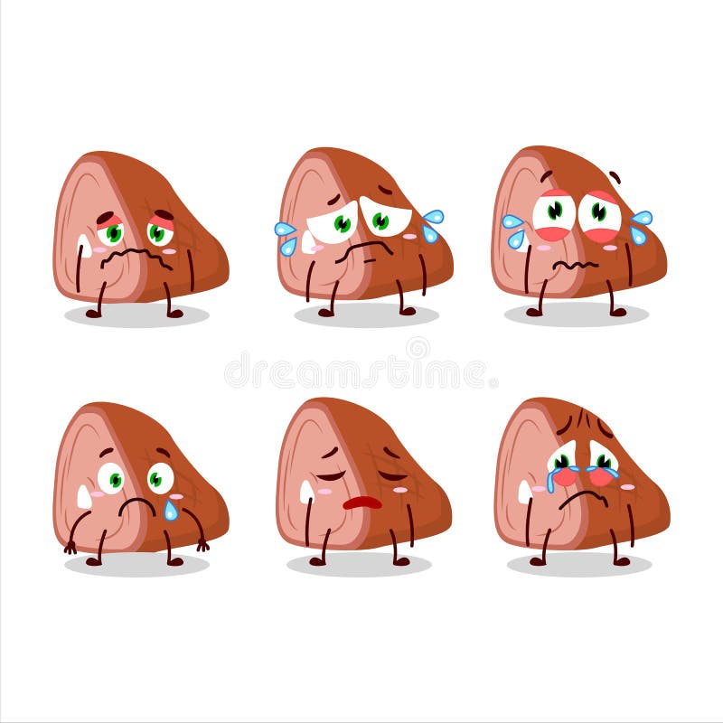 Meat Cartoon in Character with Sad Expression Stock Vector ...