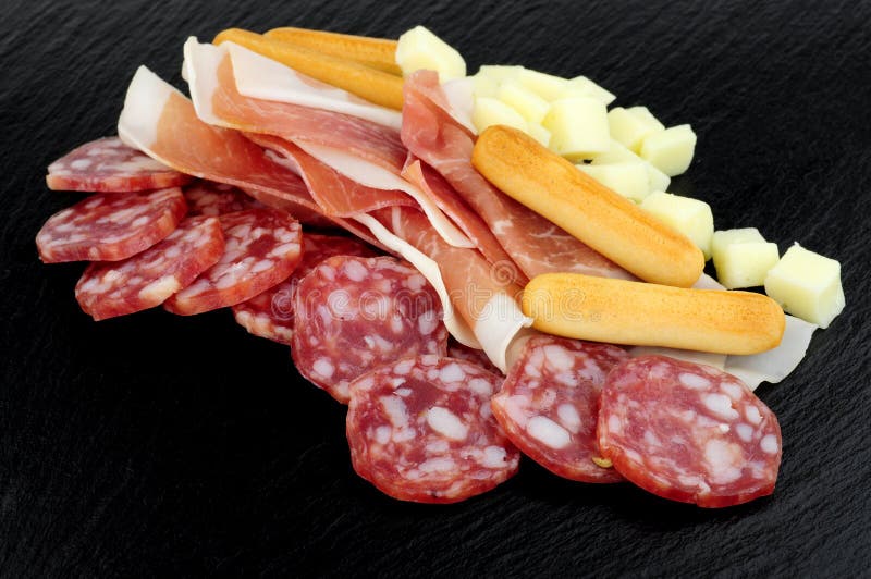 Meat and Cheese Snacking Selection Stock Photo - Image of slices ...