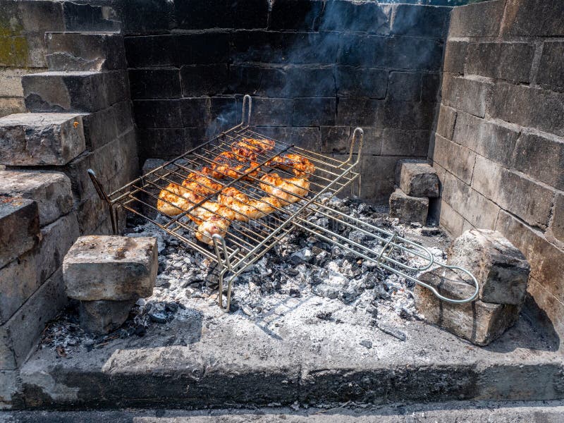 Meat and Chicken Barbecue in the Basque Country Stock Photo - Image of ...