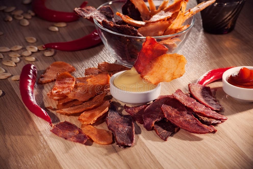 Meat chips stock image. Image of flesh, flavor, orange - 54083247