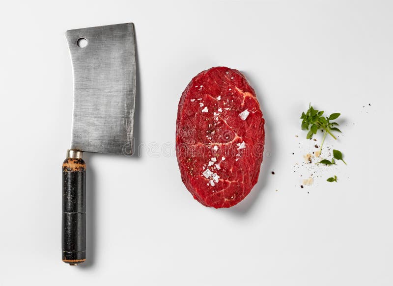 Meat Chopper, Beef Steak and Spices Stock Image - Image of color ...