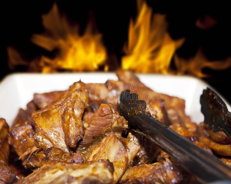 Roast meat is being carved stock photo. Image of meal - 32670284