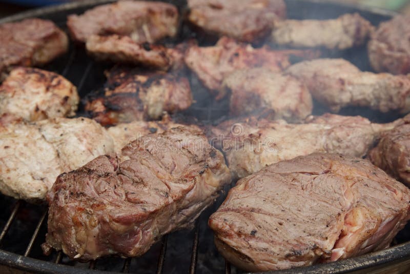 Meat on coals stock image. Image of barbecue, meat, lattice - 10923249