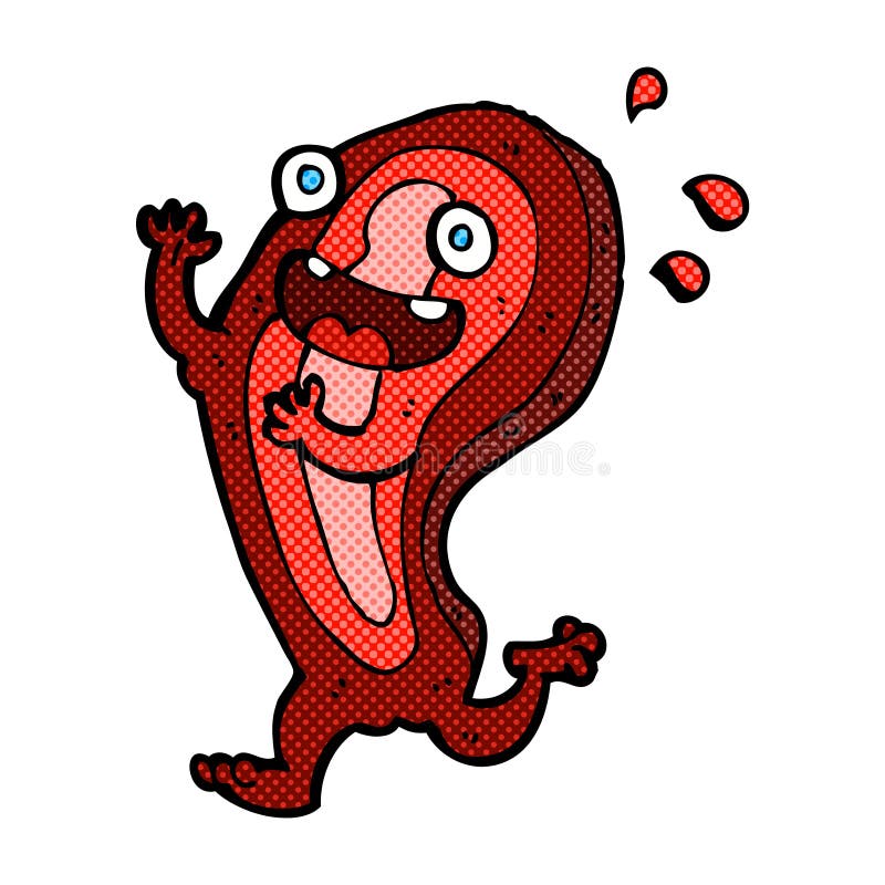 Meat Comic Cartoon Character Stock Illustration - Illustration of retro ...