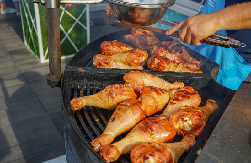 The Meat is Cooked Grilled. Barbecue on the Coals Stock Photo - Image ...