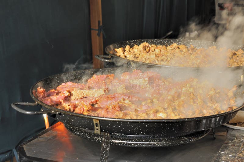 Meat Cooking at Medieval Market, Esslingen Stock Photo - Image of ...
