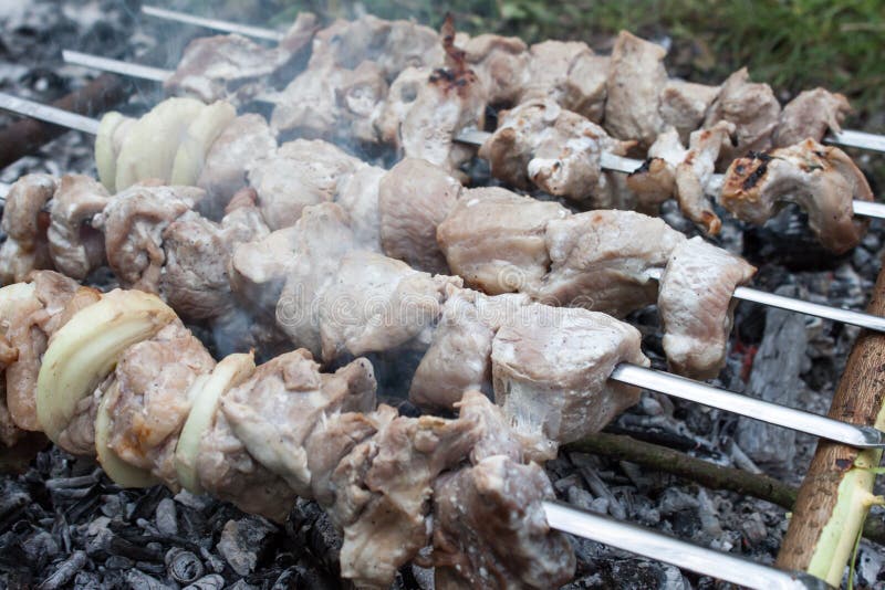Meat cooking outdoors stock photo. Image of food, barbecuing - 106711374