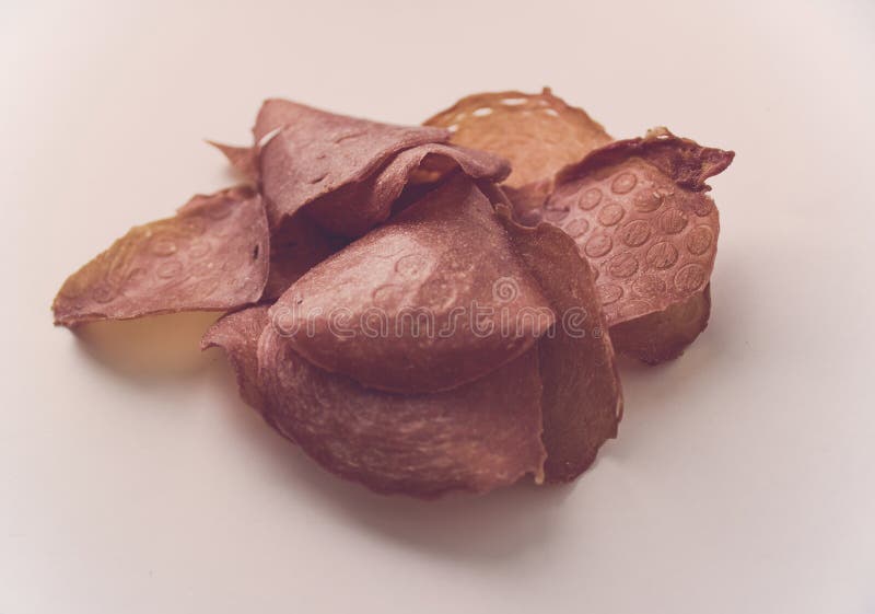Meat Crispy Chips. Snacks To Beer from Dried Meat Stock Image - Image ...