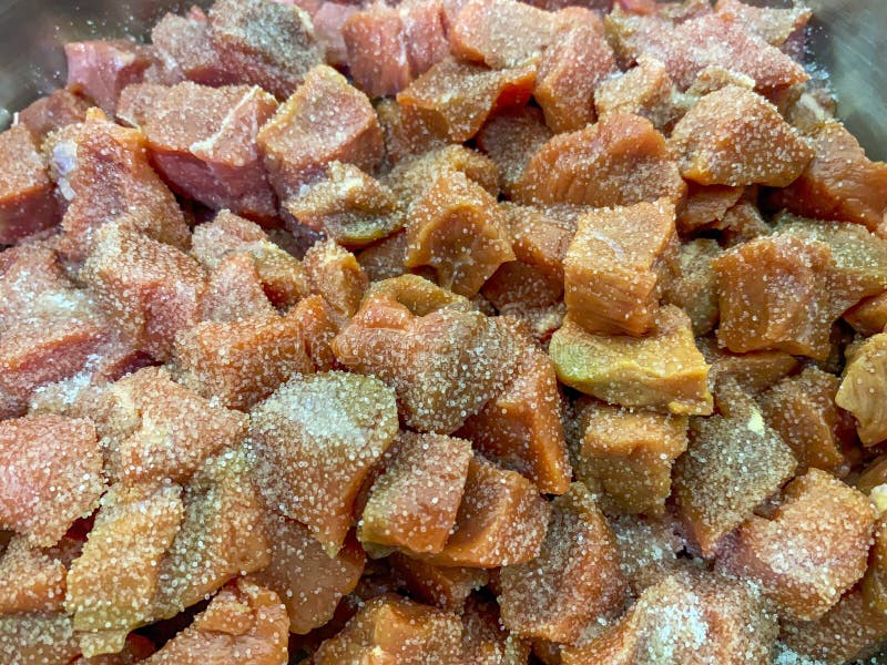 Meat Cut into Morsel Sized Pieces in the Pot Stock Photo - Image of ...