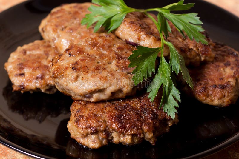 Meat cutlets stock image. Image of closeup, herbs, meat - 66208267