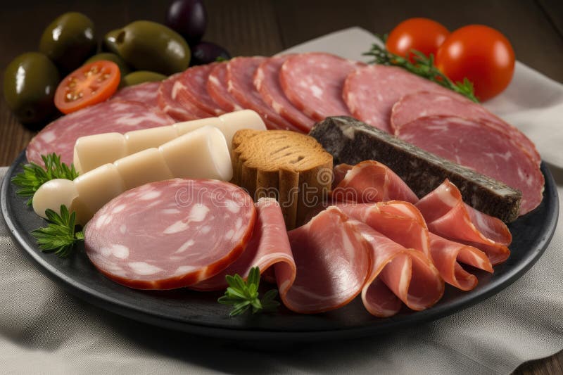 Meat Cuts from Different Varieties of Sausage and Ham with Vegetables ...