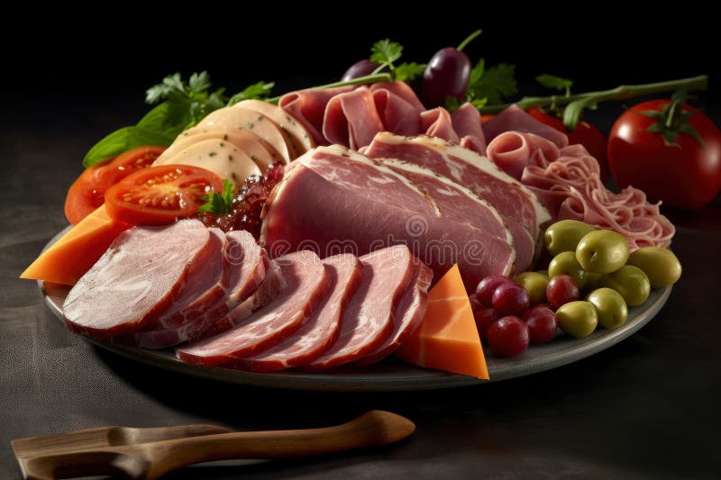 Meat Cuts from Different Varieties of Sausage and Ham with Vegetables ...