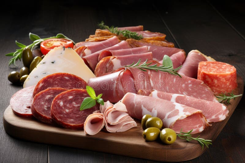Meat Cuts from Different Varieties of Sausage and Ham with Vegetables ...