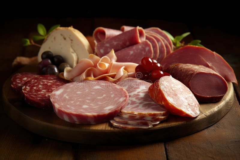Meat Cuts from Different Varieties of Sausage and Ham with Vegetables ...