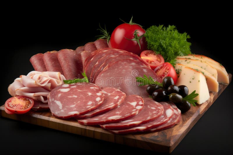 Meat Cuts from Different Varieties of Sausage and Ham with Vegetables ...