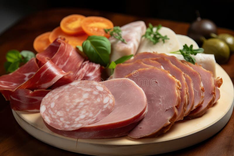 Meat Cuts from Different Varieties of Sausage and Ham with Vegetables ...