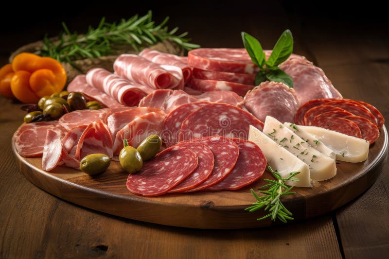 Meat Cuts from Different Varieties of Sausage and Ham with Vegetables ...