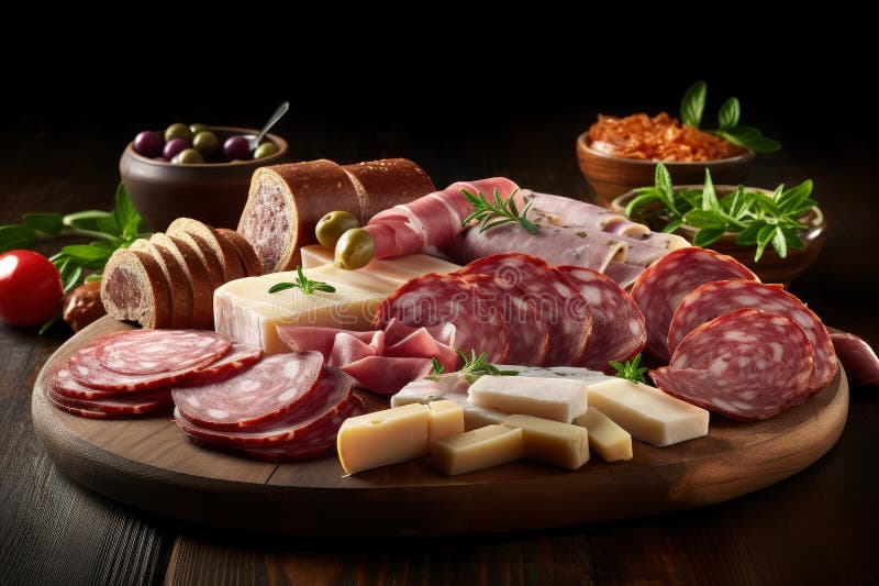 Meat Cuts from Different Varieties of Sausage and Ham with Vegetables ...