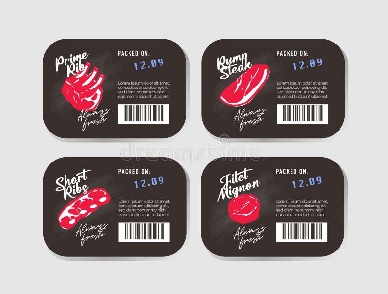 Meat Cuts Emblem Sticker Set Stock Vector - Illustration of emblem ...
