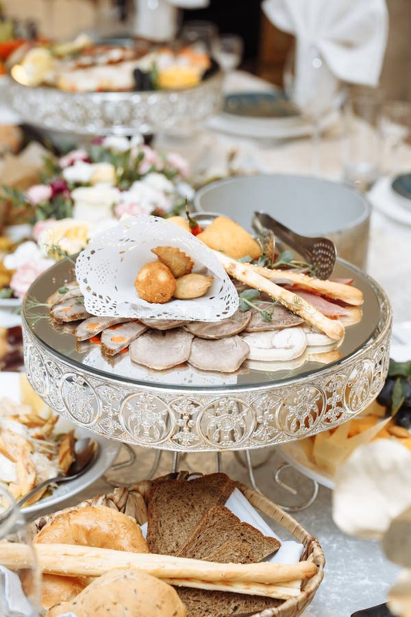 Meat Cuts and Snacks on the Festive Table Stock Image - Image of party ...