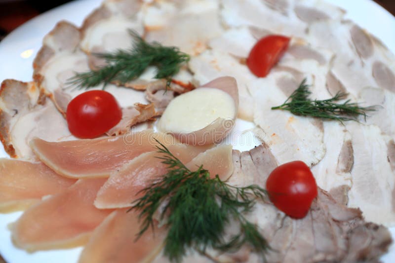 Meat cutting on plate stock photo. Image of healthy, restaurant - 91594430