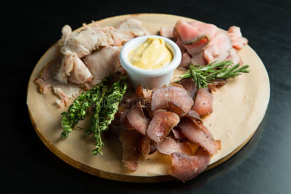 Meat Cutting of Three Types of Meat Stock Image - Image of plateau ...