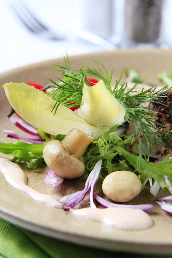 Meat dish accompaniment stock photo. Image of plate, mushrooms - 19944300