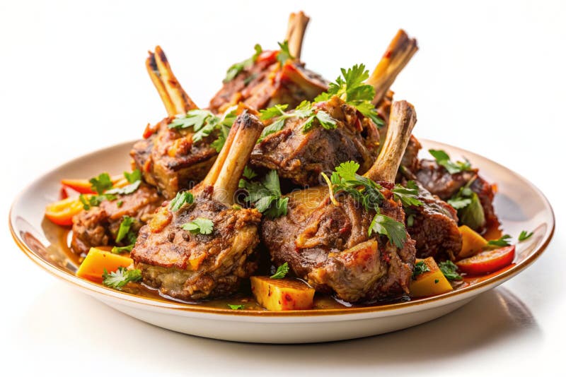 Meat Dish or Mutton Dish on White Background Stock Illustration ...