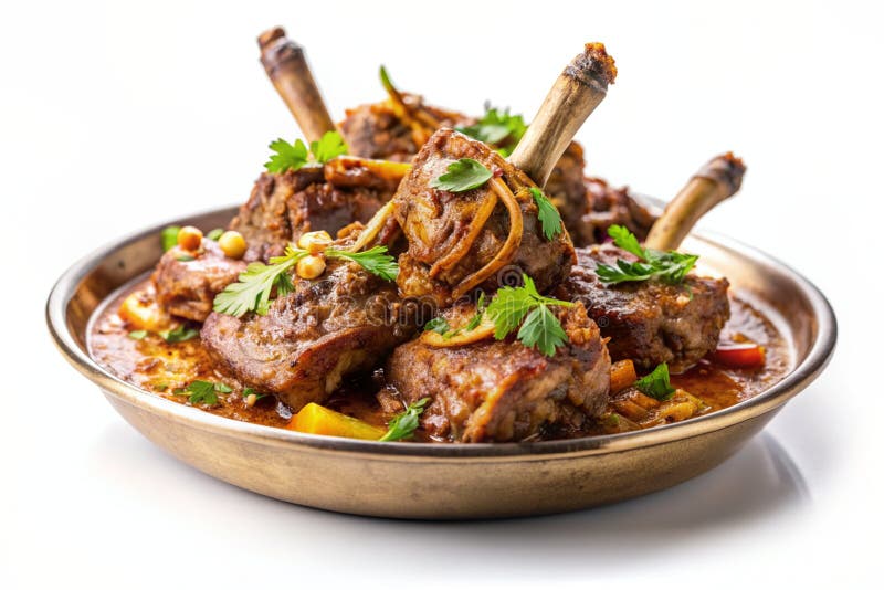 Meat Dish or Mutton Dish on White Background Stock Illustration ...