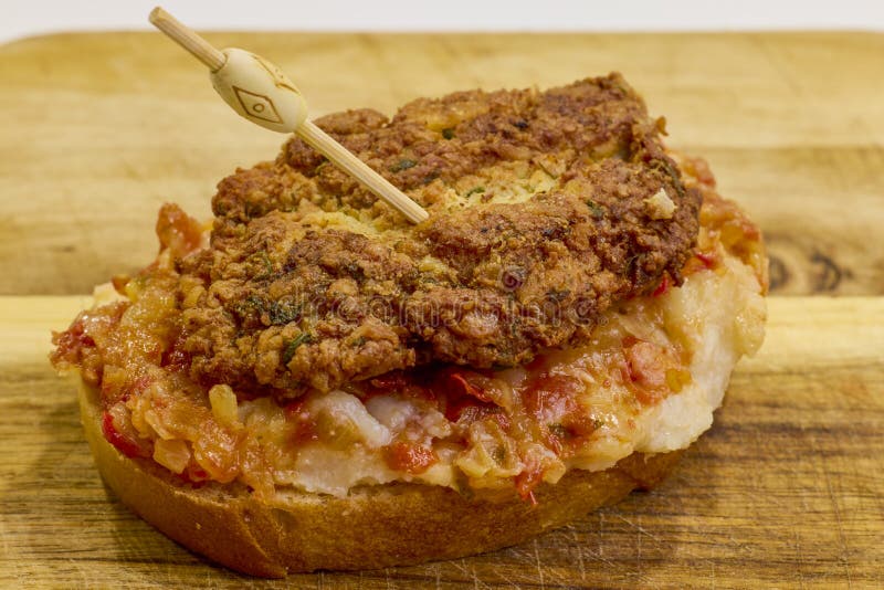 Meat Dish on a Slice of Bread Stock Image - Image of courgettes ...