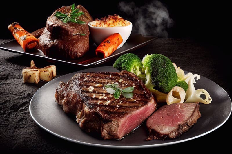 Meat Dishes and Steaks. AI Generated Stock Illustration - Illustration ...