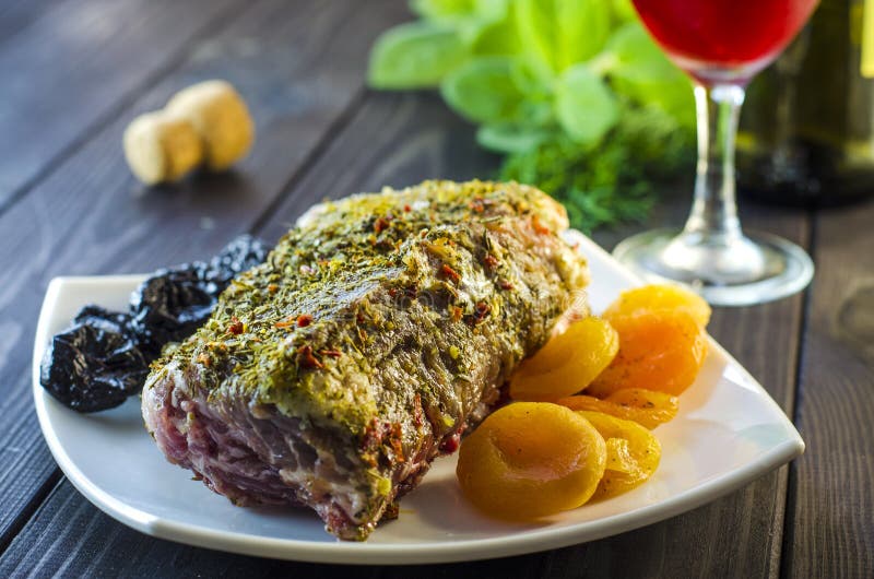 Meat with Dried Apricots and Prunes Stock Photo - Image of fruit ...