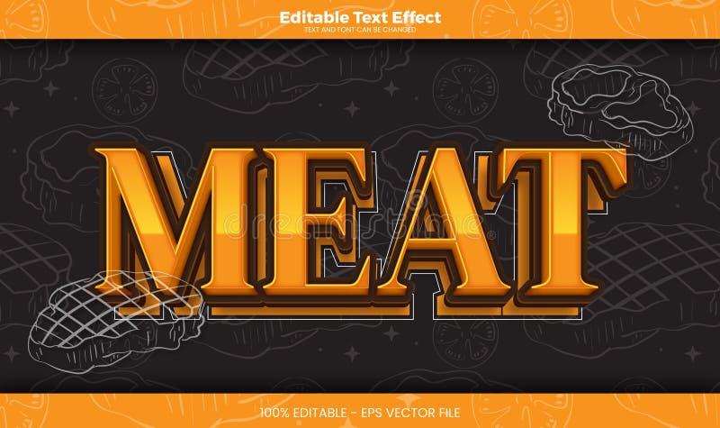 Meat Editable Text Effect in Modern Trend Style Stock Vector ...