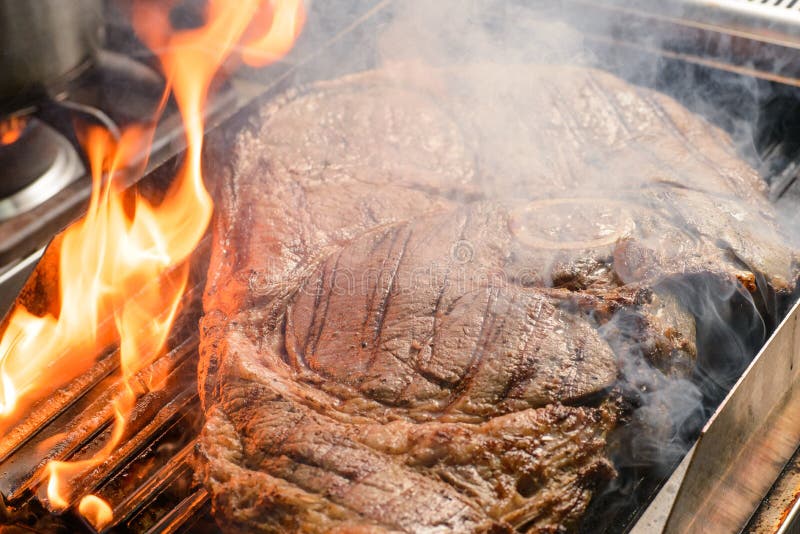 Meat on fire stock image. Image of steak, sirloin, delicious - 155805591