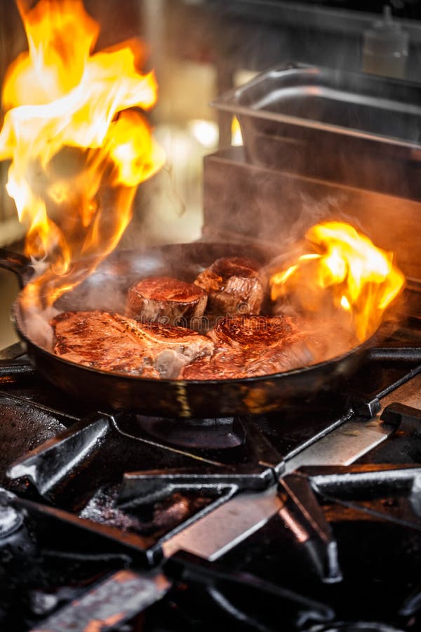 Meat with fire stock photo. Image of steak, cooking, grilled - 88018434