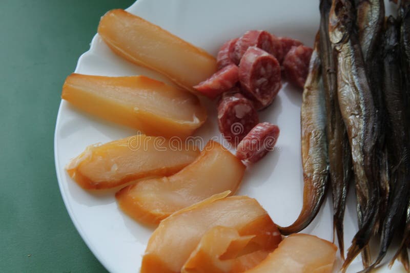 Meat Fish Sliced Seafood on a Plate Stock Image - Image of fresh, diet ...