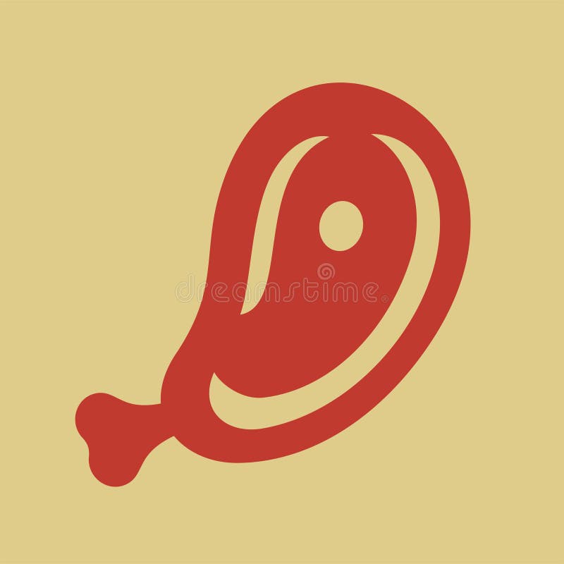 Meat Flat Style Simple Vector Illustration. Ham Vector Icon. Stock Vector - Illustration of meat ...