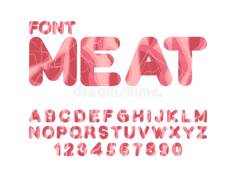 Meat Font. Beef ABC. Meat Letters Stock Vector - Illustration of meat ...